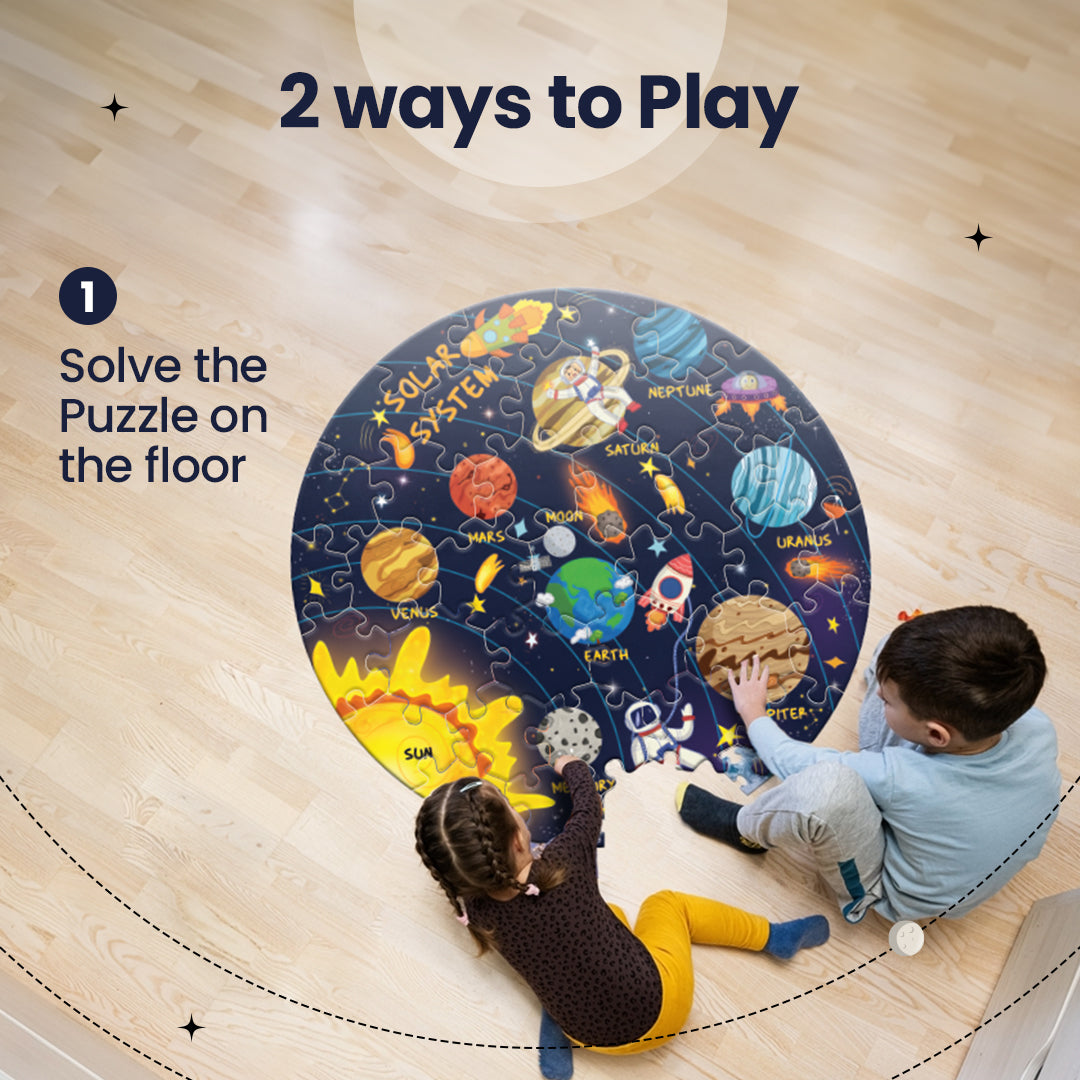 Solar System Puzzle (Ages 3+), With Flashcards & Coloring Sheet, 37 ...